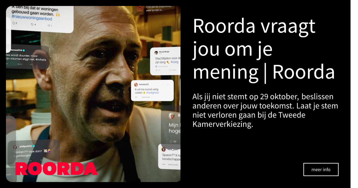 Roorda vraagt jou om je mening | Roorda Reclamebureau Amsterdam