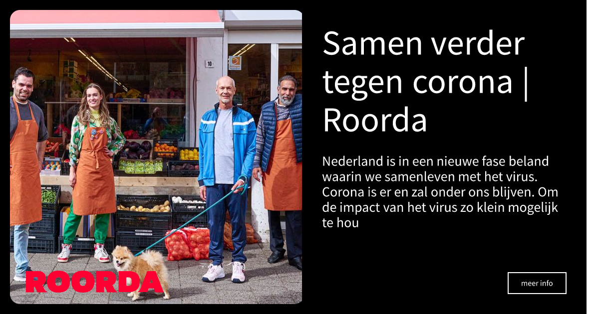 Samen verder tegen corona | Roorda Reclamebureau Amsterdam